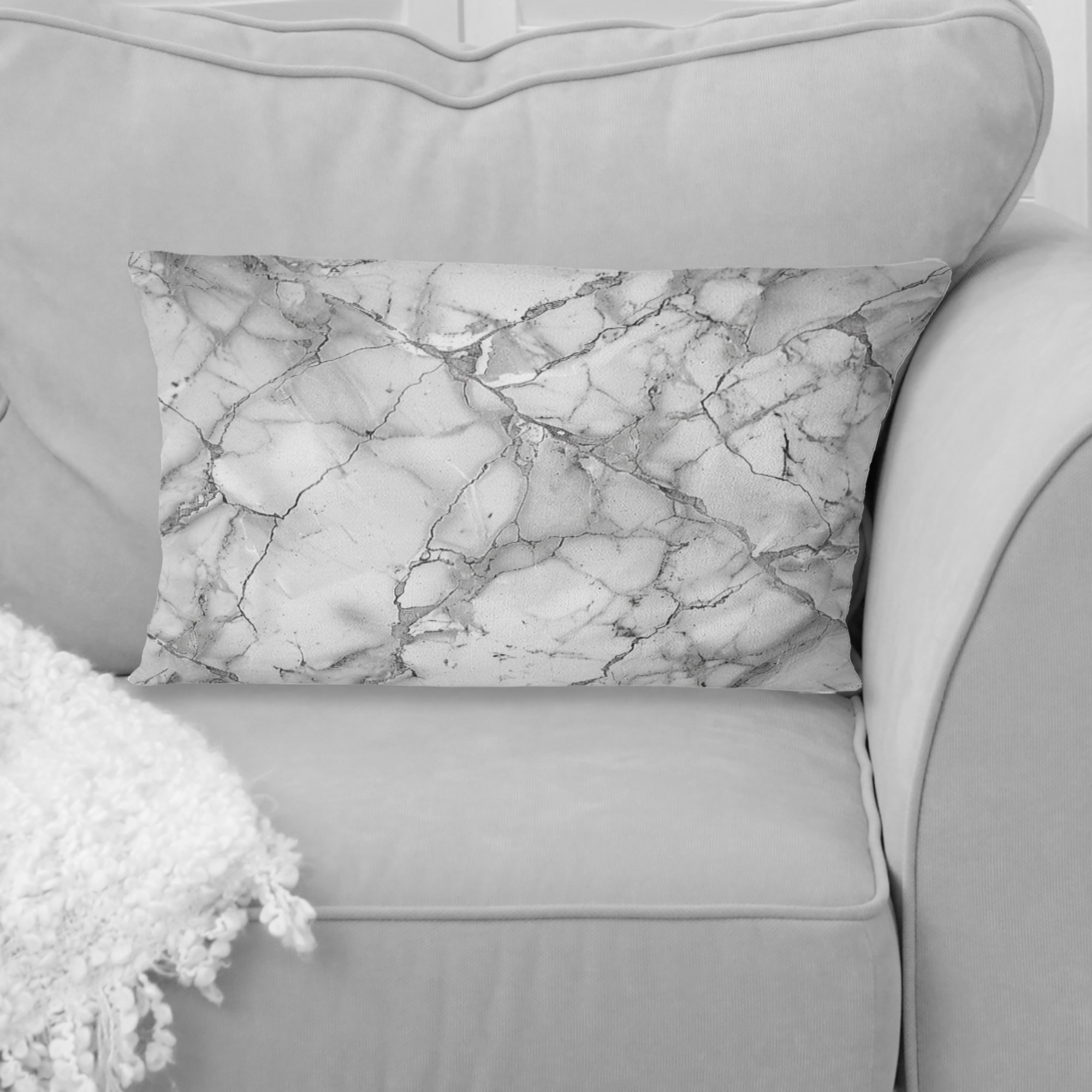 Design Art Grey Marble I - Traditional Lumbar Pillow | Wayfair