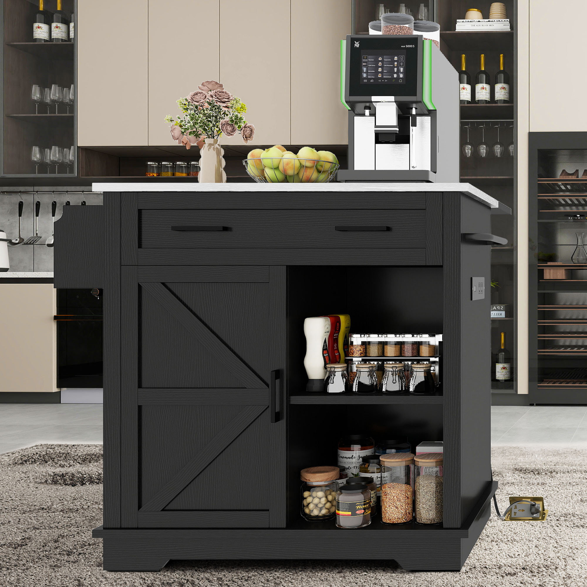 Winston Porter Rolling Portable Mobile Kitchen Island Cart On Wheels ...