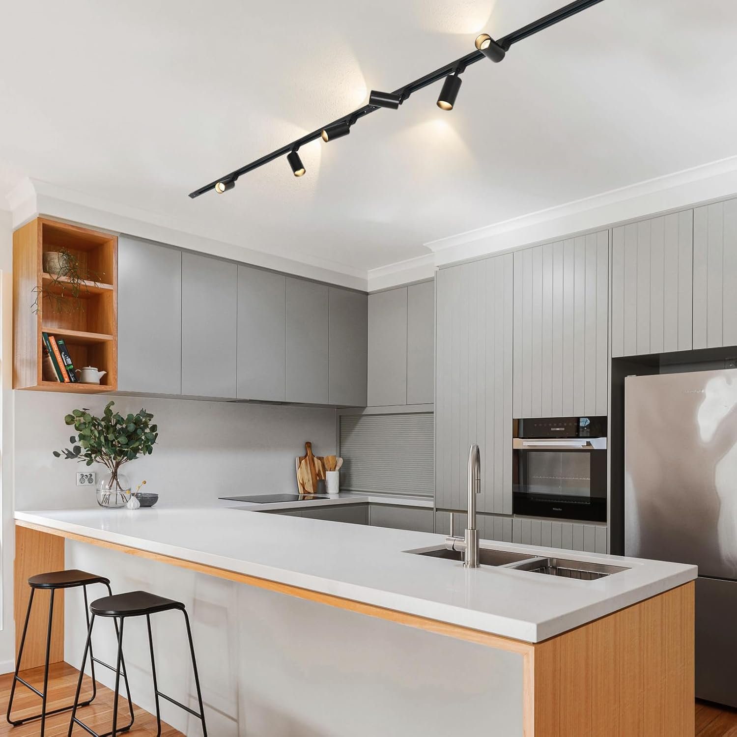 GRIJOL Plug In Track Lighting With Power Cord 6-Light GU10 Track ...