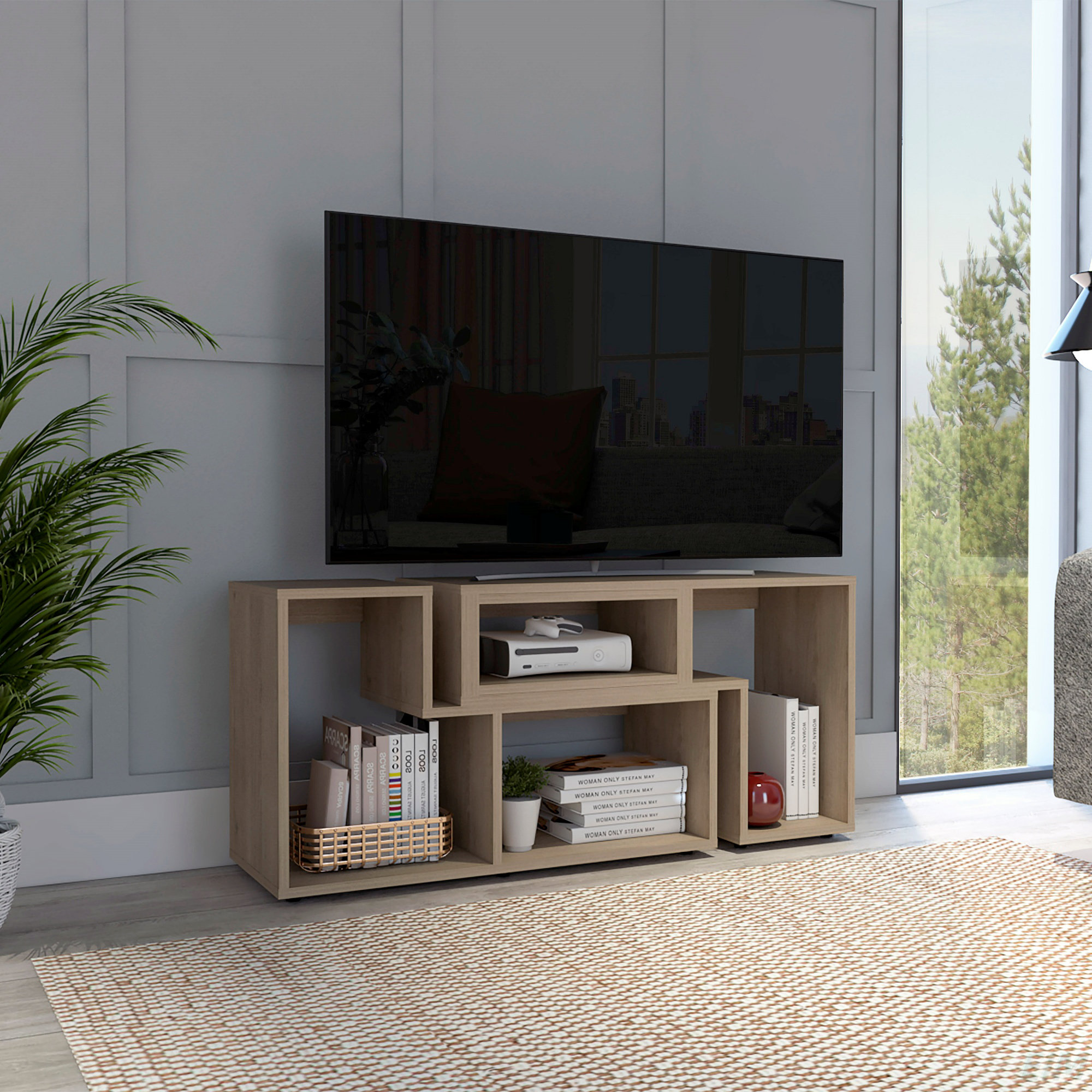 Ebern Designs Being Extendable TV Stand, Multiple Shelves (TV Stand ...