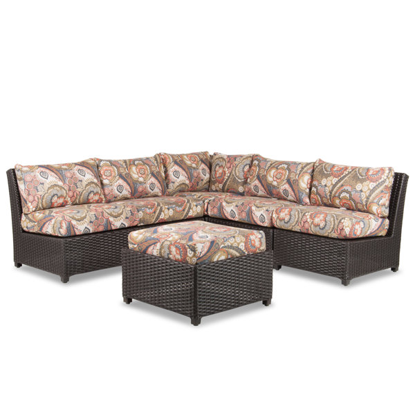 InspiredVisions Siesta Key 93'' Wicker Outdoor Patio Sectional with ...
