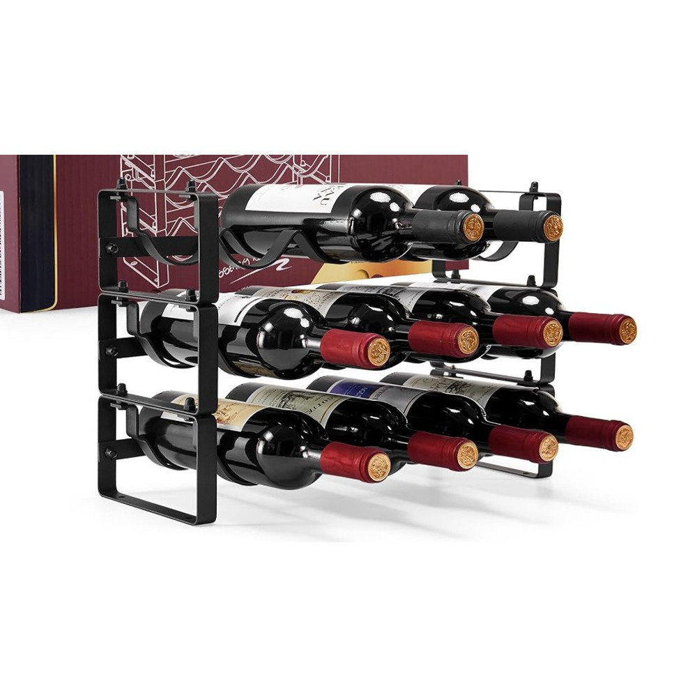 Prep & Savour Stackable Wine Rack Countertop, Sturdy Bottle Holder ...