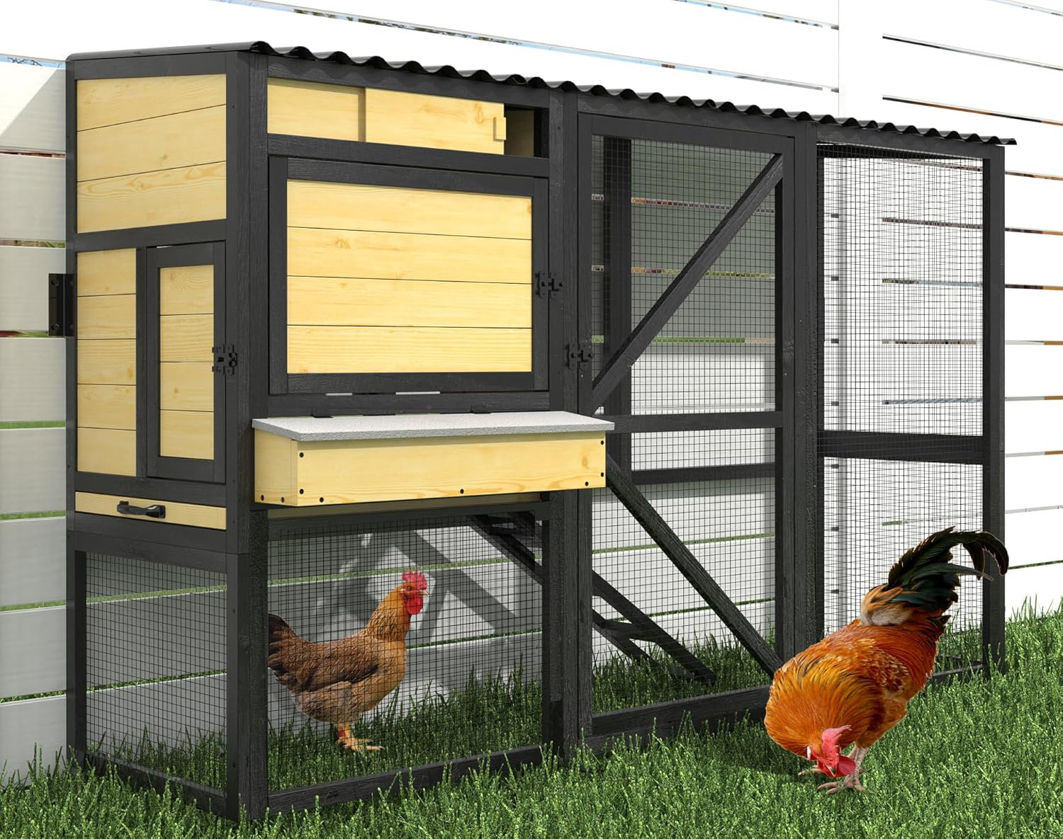 Tucker Murphy Pet™ Chicken Coop for 2-4 Chickens, Three-sided Wooden ...