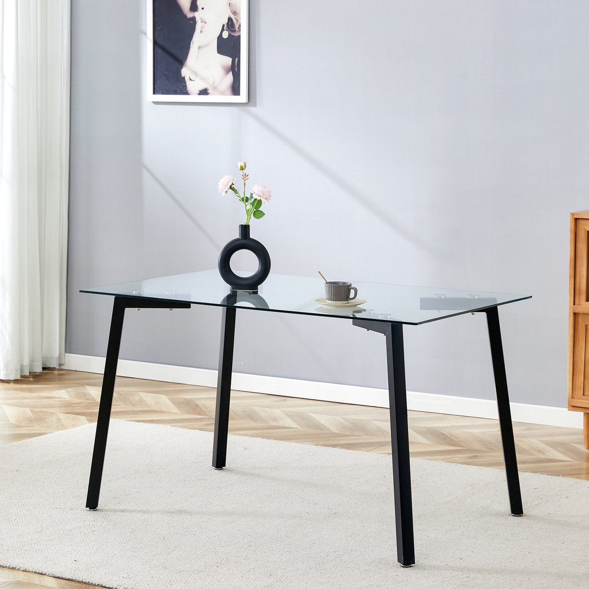 Wrought Studio™ Glass Dining Table Transparent,MM CHORMED LEG | Wayfair