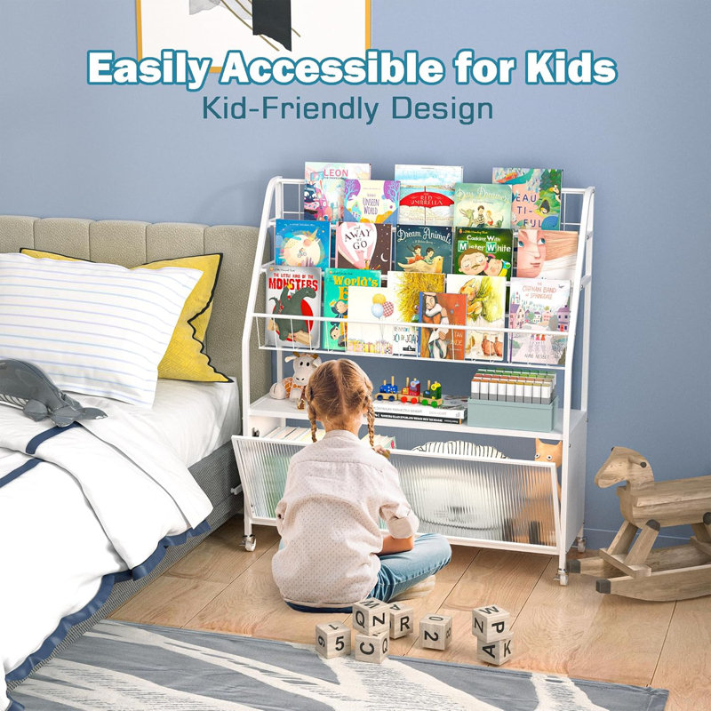 Isabelle & Max™ White Book Shelf Rack Kids Bookcase Magazine Organizer ...