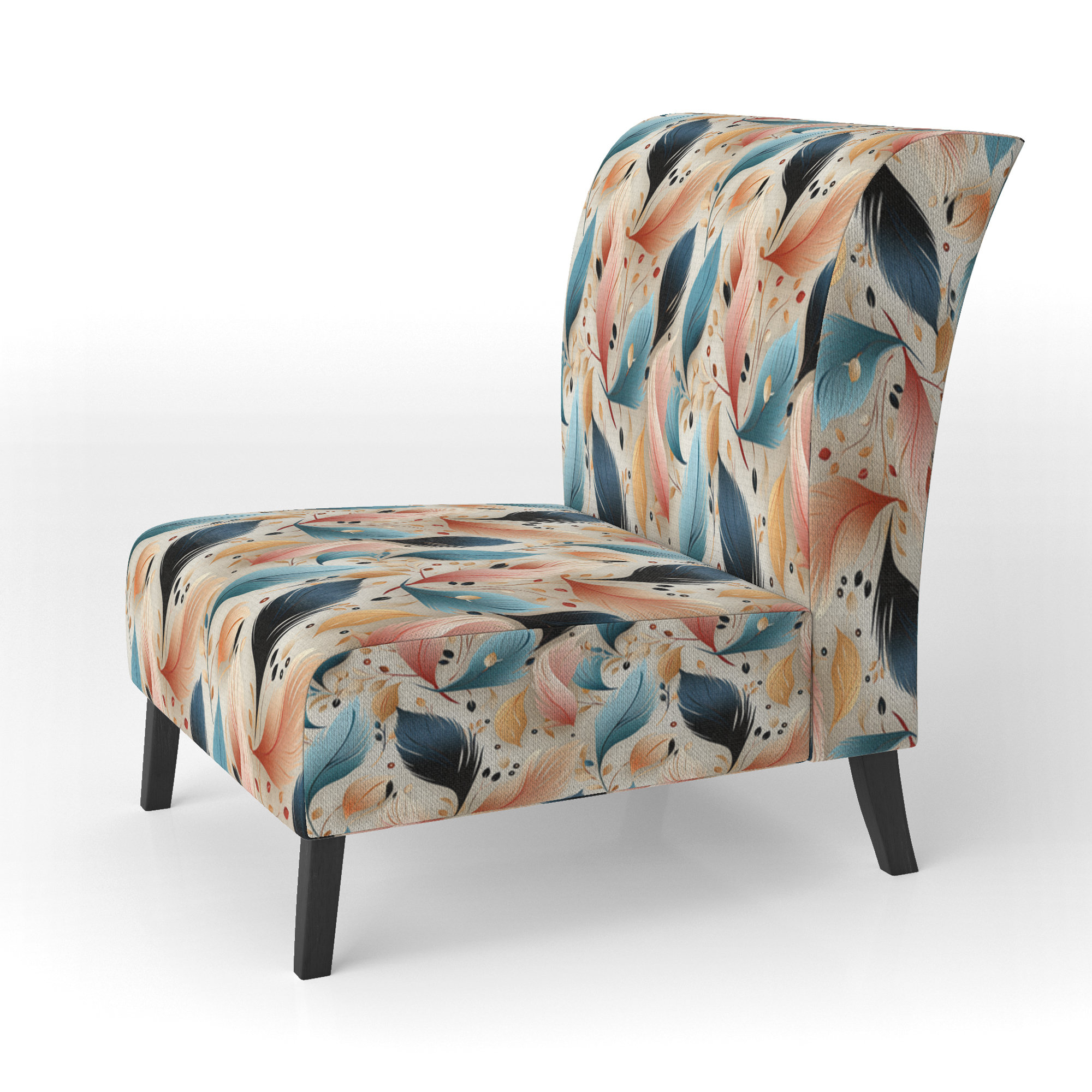 Dakota Fields Blue And Beige Feathered Animal Elegance - Upholstered ...