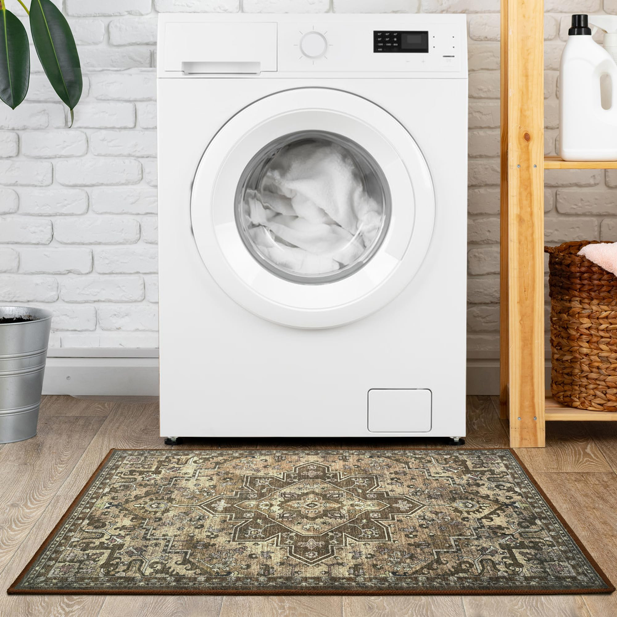 Bungalow Rose Machine-Washable Entryway Doormat, Vintage-Style, Non ...