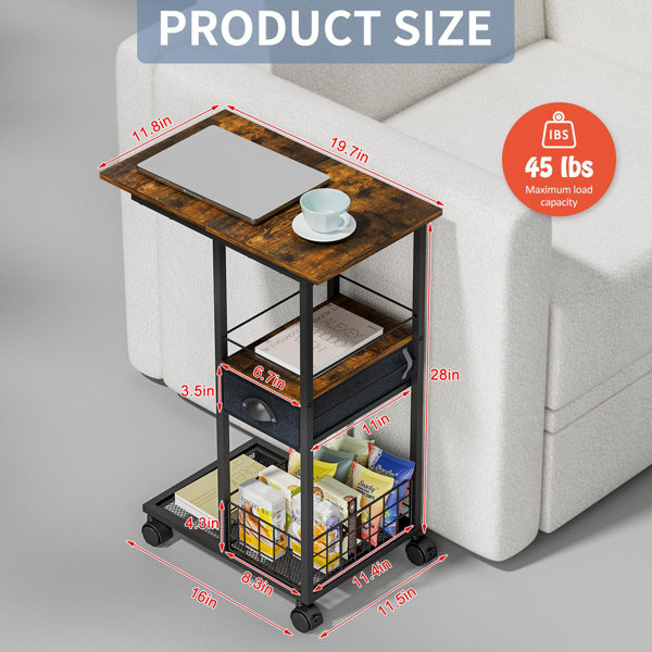 17 Stories Modern 3 Tier C Shaped End Table Wood C Coffee Rack Side ...