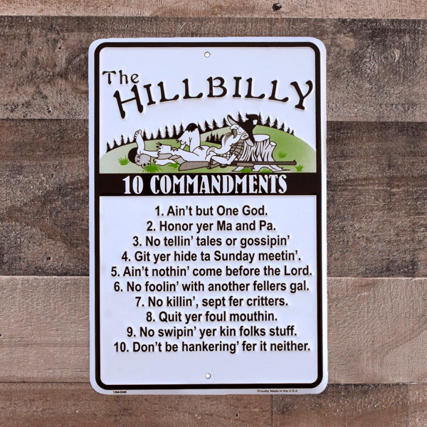 Trinx Hillbilly 10 Commandments Sign Funny Metal Religious Christian ...