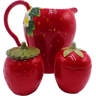 Gracie Oaks Hand Painted Strawberry Ceramic Pitchers With Handle In Red ...