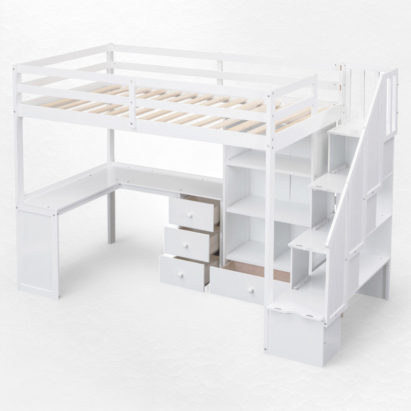 Harriet Bee Gillianne Twin 4 Drawer Loft Bed with Built-in-Desk by ...