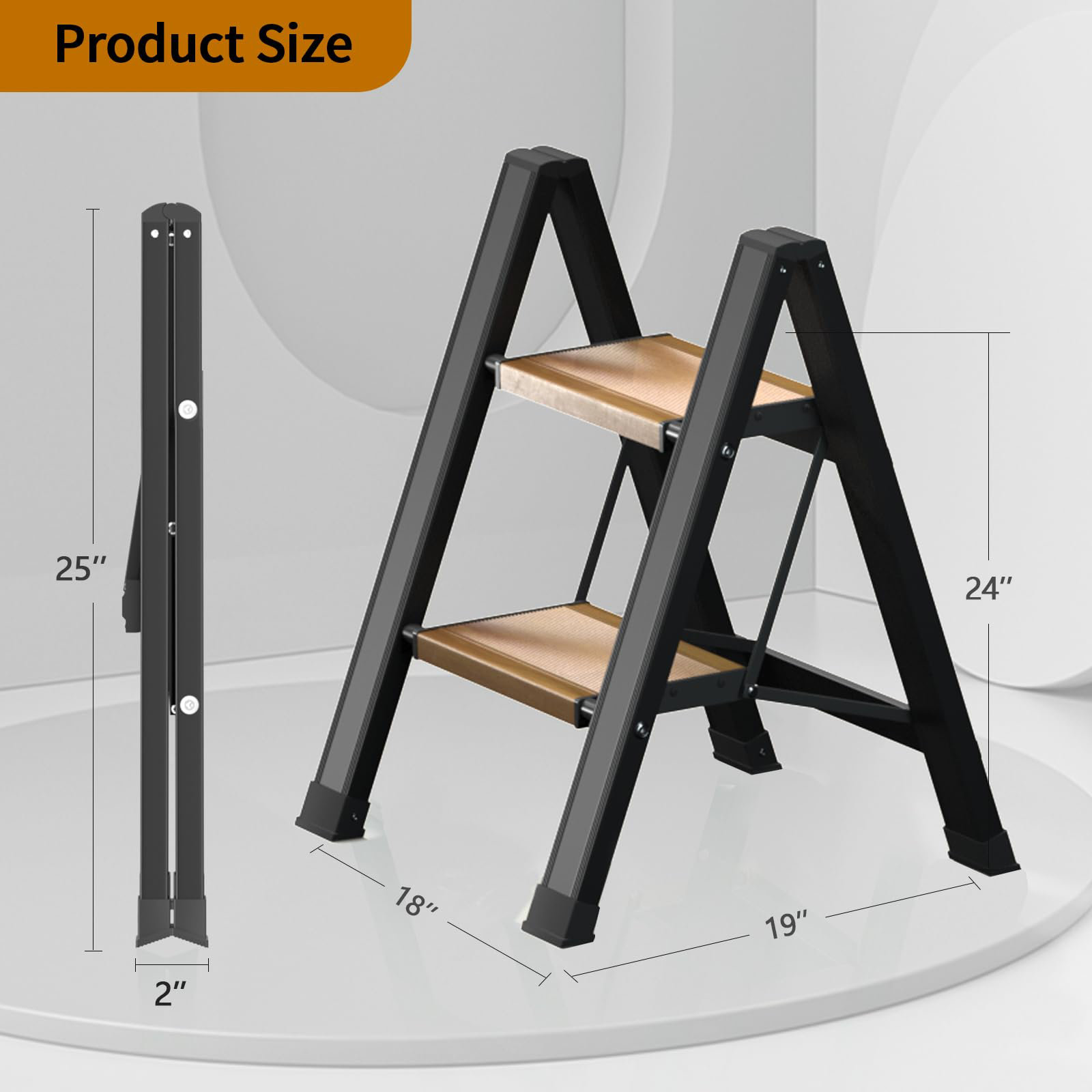 WFX Utility™ 2 Step Ladder, Folding Step Stool With Wide Anti-Slip ...