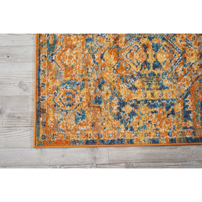 Langley Street® Verda Oriental Sunny Gold/Teal Blue Area Rug & Reviews ...