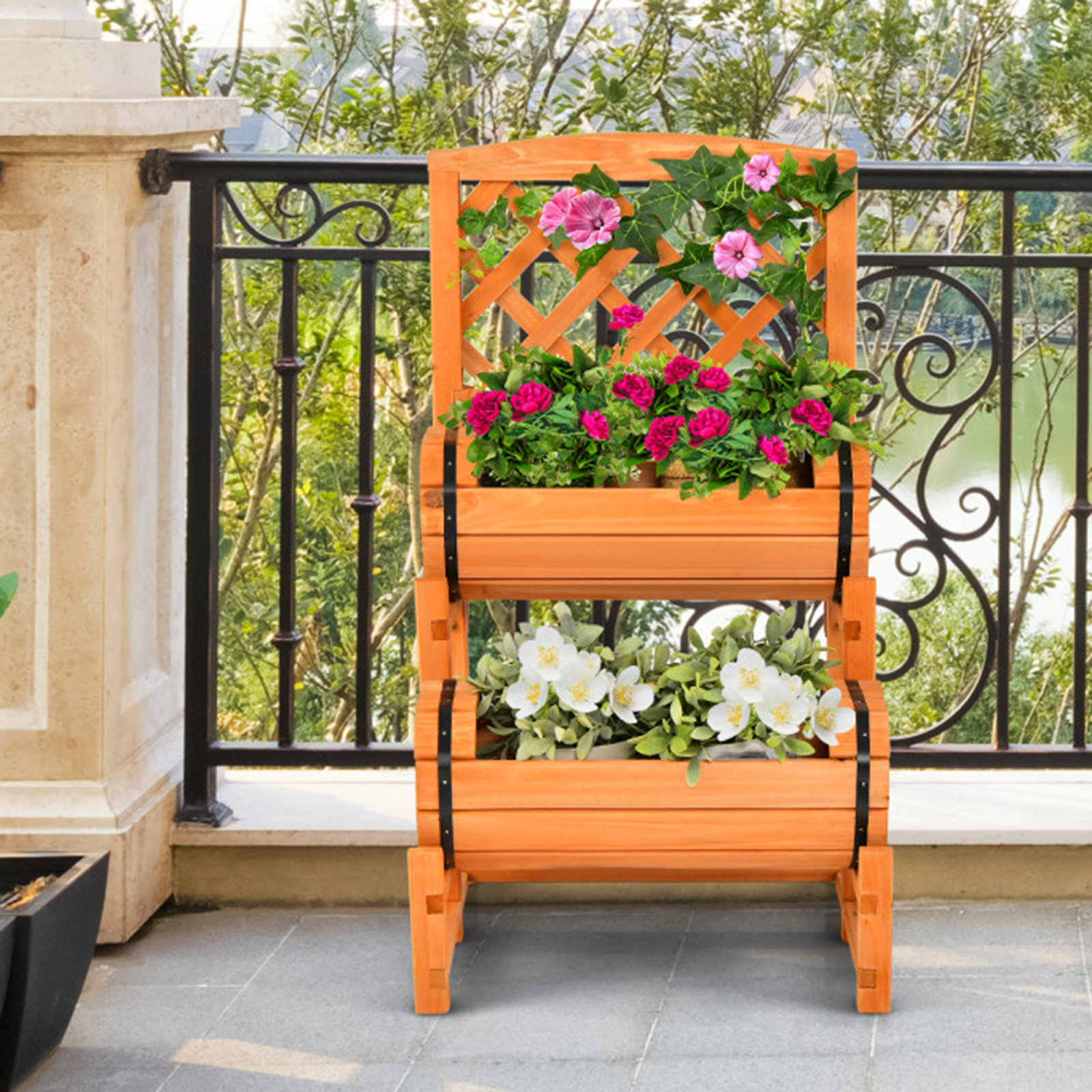 Arlmont & Co. Lit de jardin surélevé en bois avec treillis Modrok ...