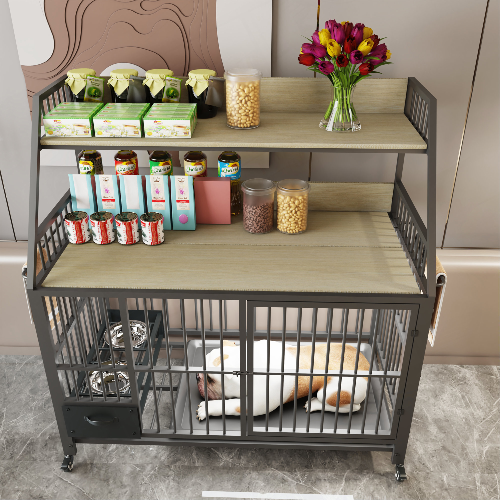 Archie & Oscar™ Large Pet Cage With Storage Rack, Drawers With ...