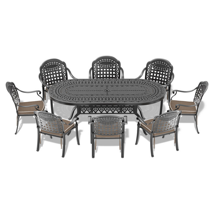 Bloomsbury Market Anely 8 - Person Oval Outdoor Dining Set with ...