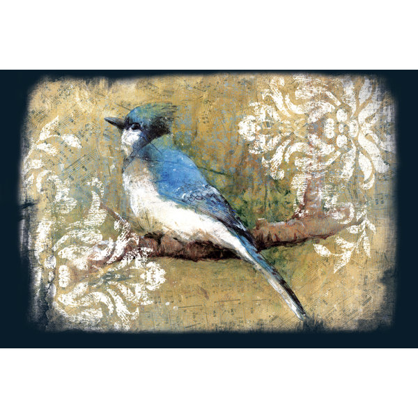 ClassicLiving Navy Bluebird Damask - Wrapped Canvas Art Prints ...