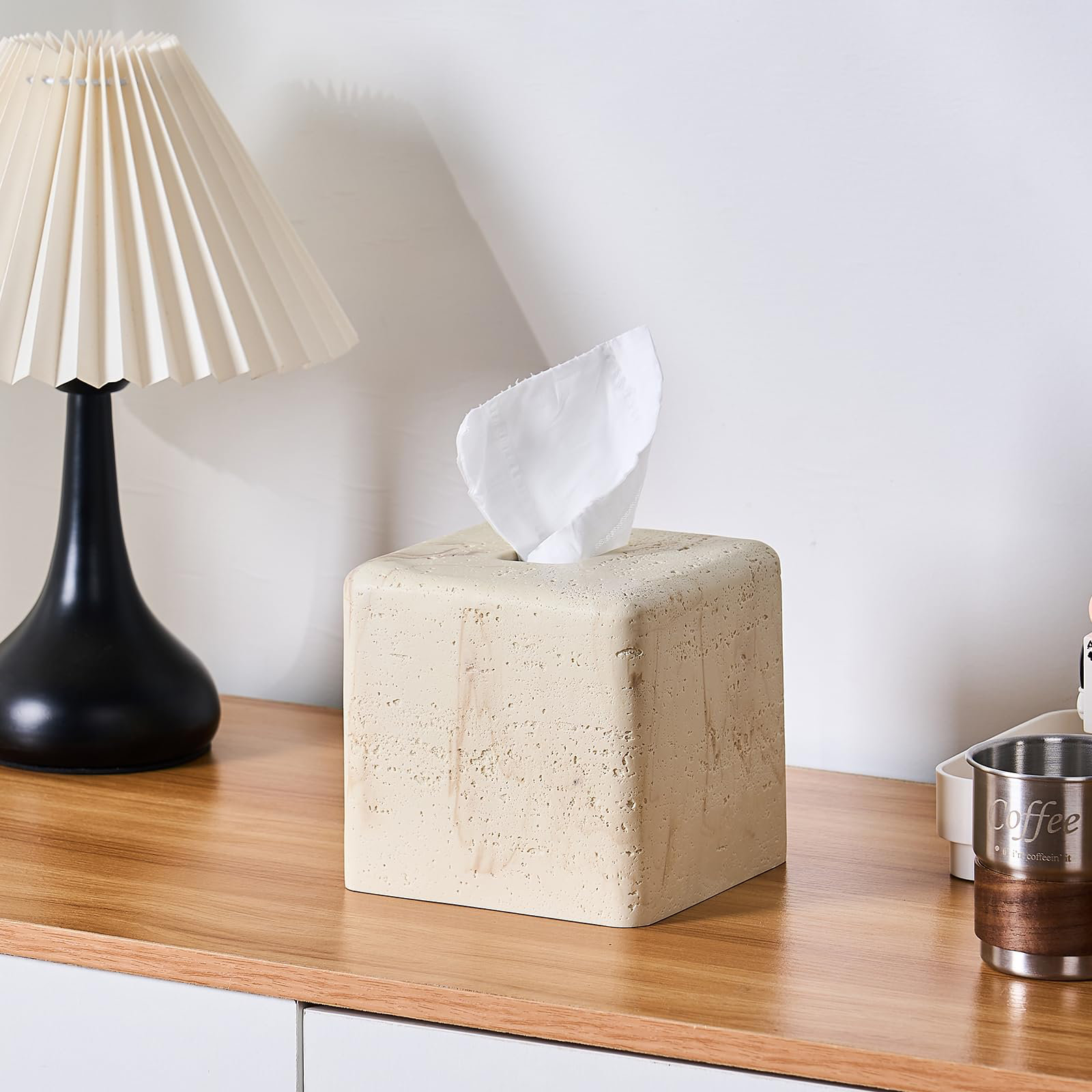 Loon Peak Natural Travertine Textures Tissue Box Cover Square For Home ...