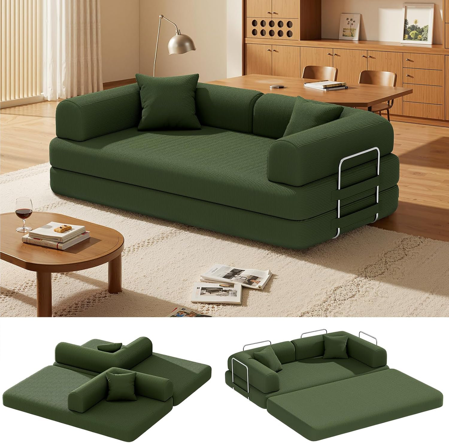 Latitude Run® Sofa Bed Sectional Couch 78.8" Compressed Floor Boneless ...