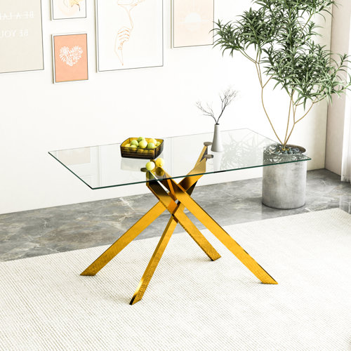 Glass Rectangular Kitchen & Dining Tables You'll Love | Wayfair