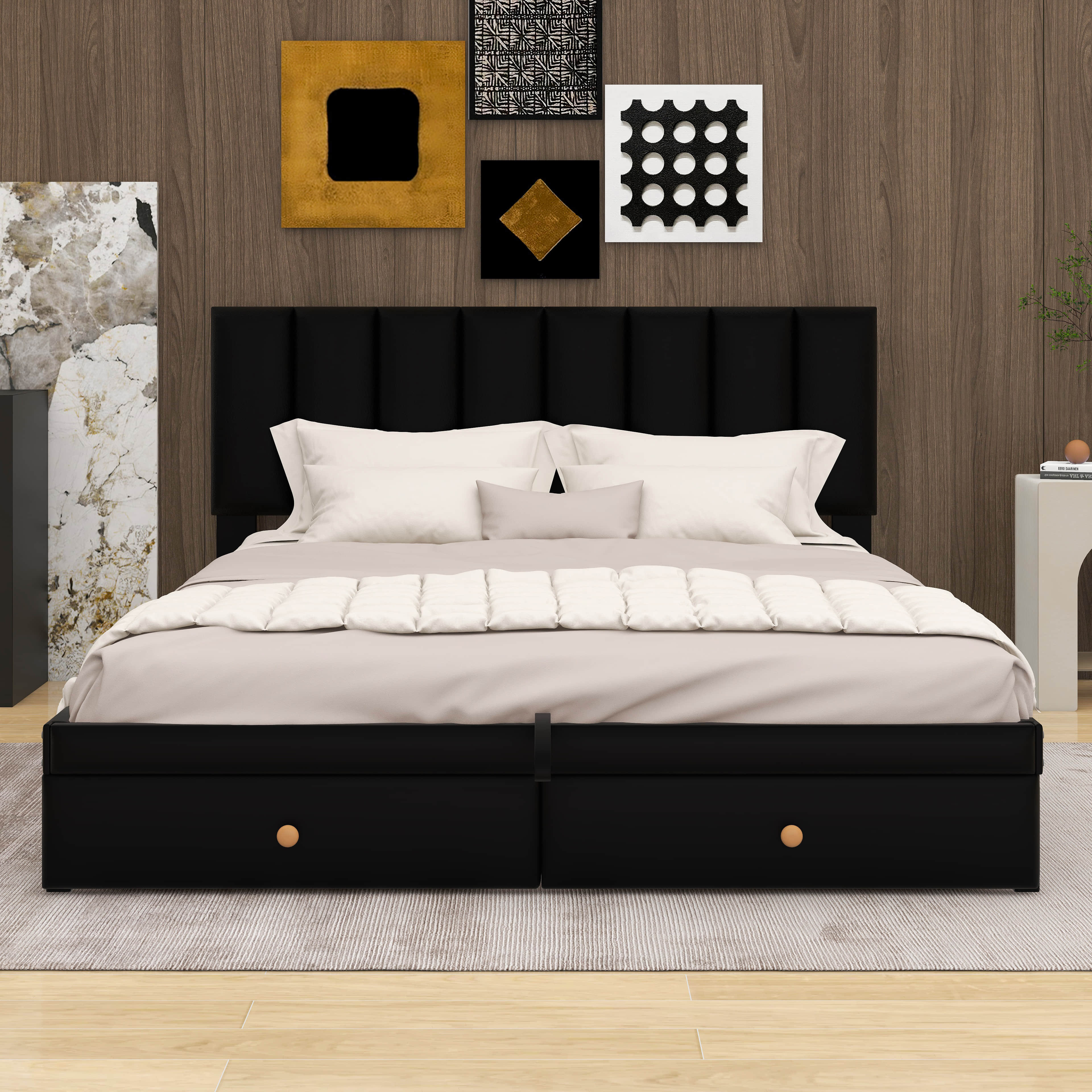 Red Barrel Studio® Atalee Queen Size Upholstered Bed with Hydraulic ...