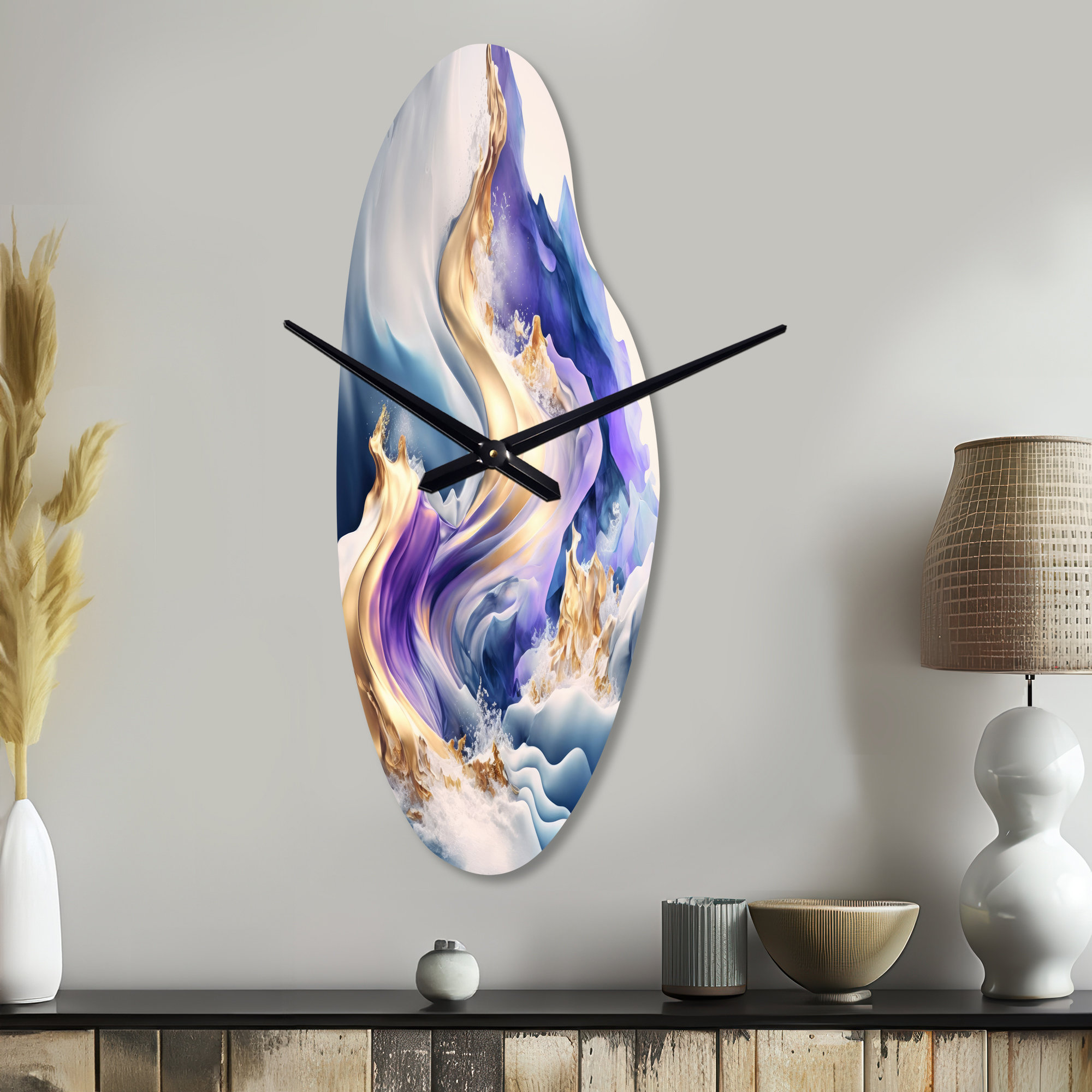 Design Art Blue And Gold Splash Paint III - Abstract Spirals ...