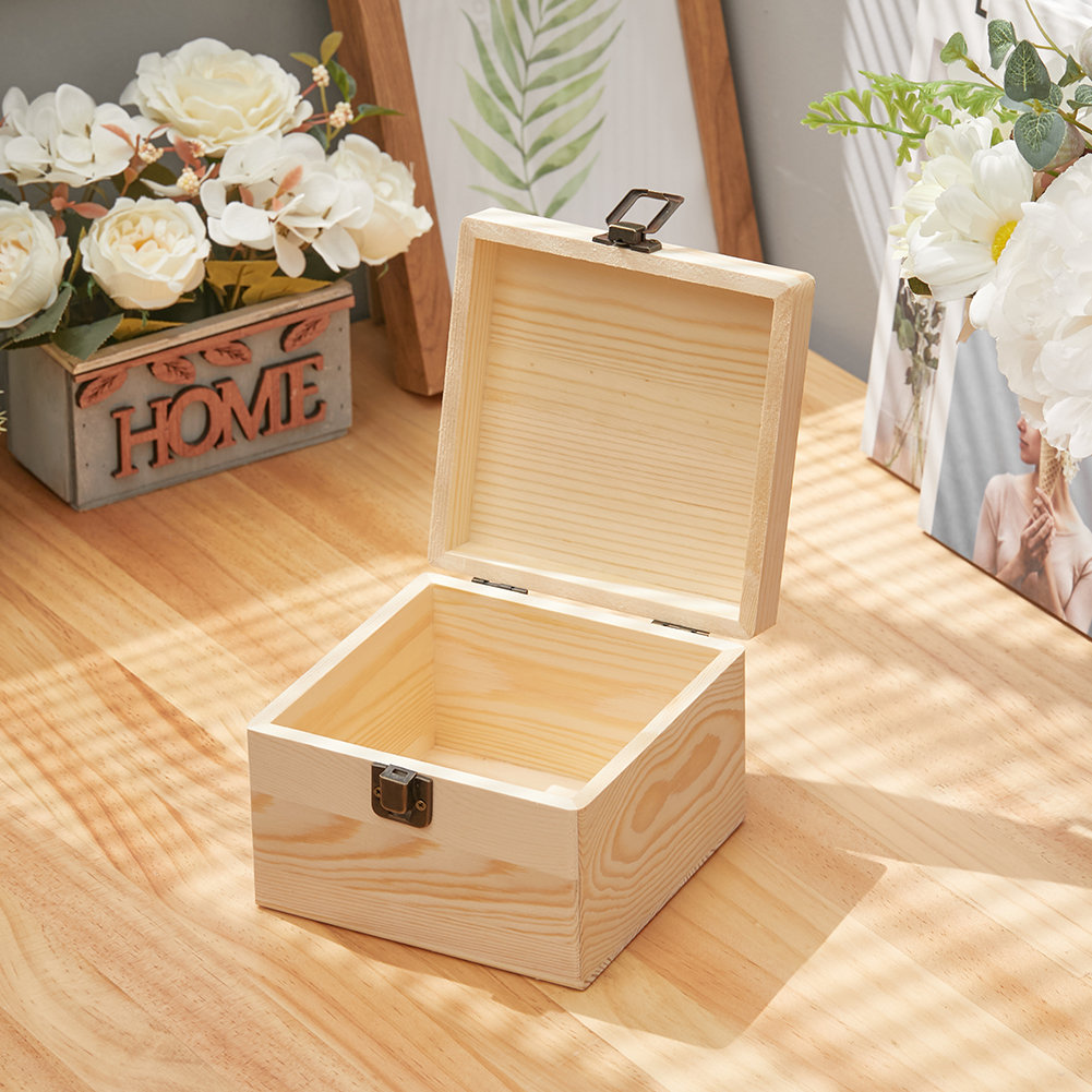 Lily Manor Wooden Storage Box with Hinged Lid and Lock Clasp | Wayfair ...