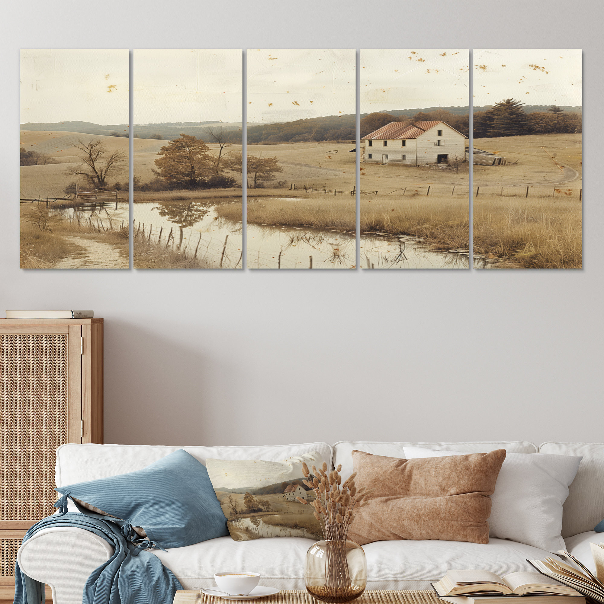 August Grove® Brown American Farm Landscape II - Farm Canvas Art Set ...