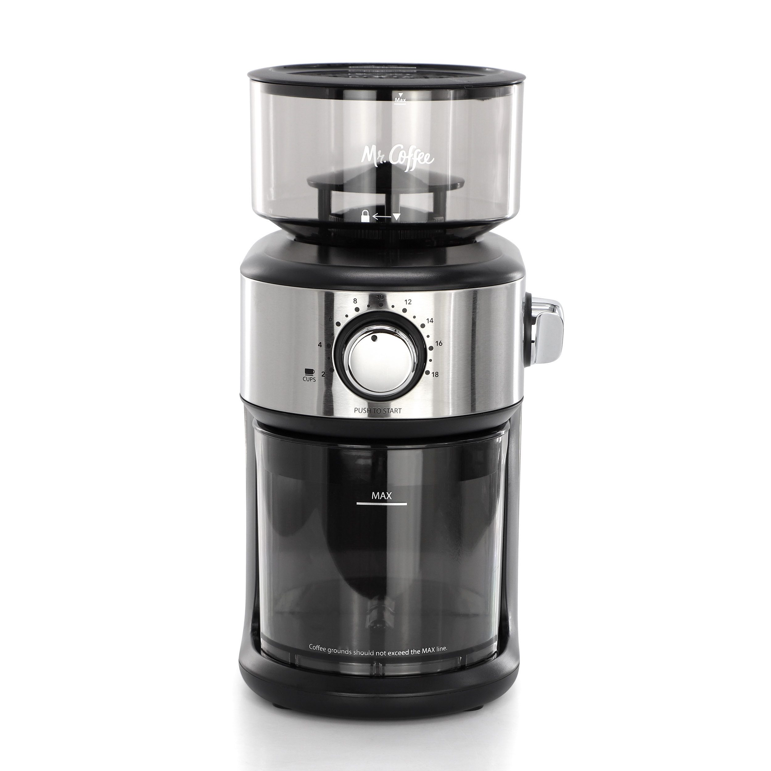Mr. Coffee 18 Cup Automatic Burr Grinder with Removable Bean Hopper ...