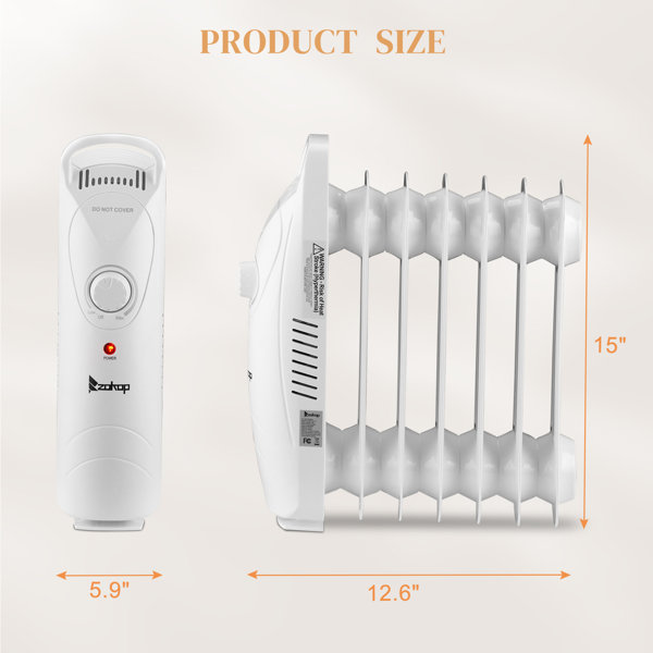 Winado 600-Watt Electric Oil-Filled Radiator Space Heater In White ...
