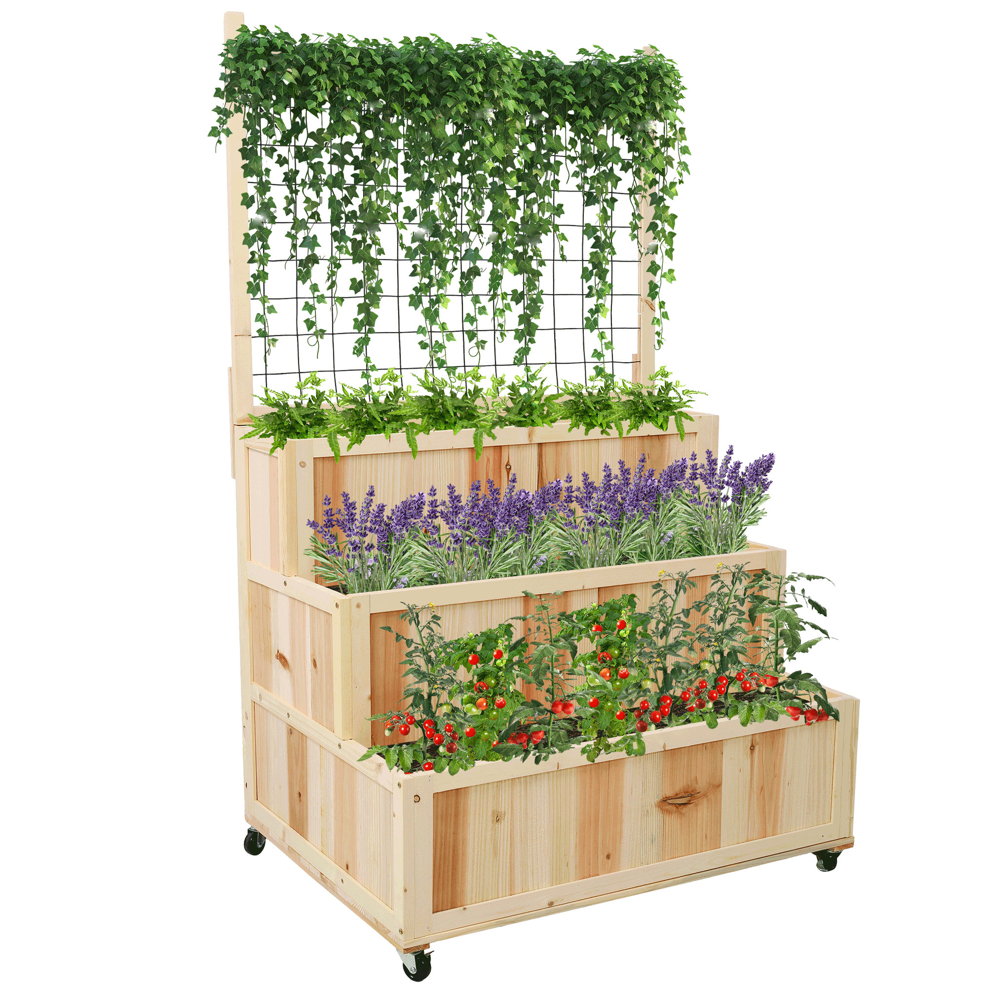Lark Manor™ 53" H Raised Garden Bed With Trellis,3-Tiers Vertical ...