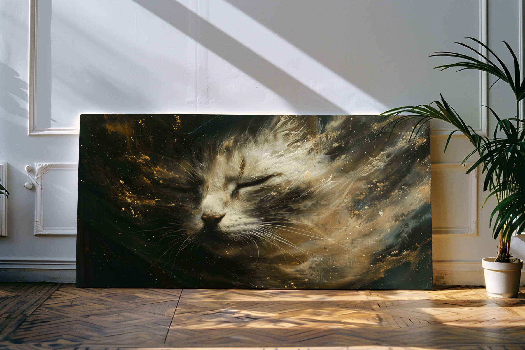 PaulSinusArt Wall art 120 x 60cm cat universe artistic tomcat house cat ...
