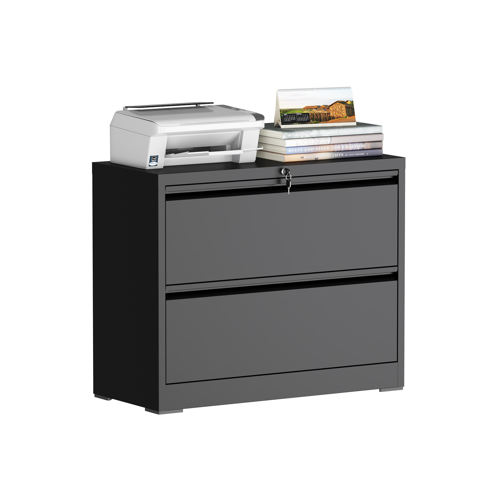 Inbox Zero 2 Drawer Metal Lateral File Cabinet with Lock - Home Office ...