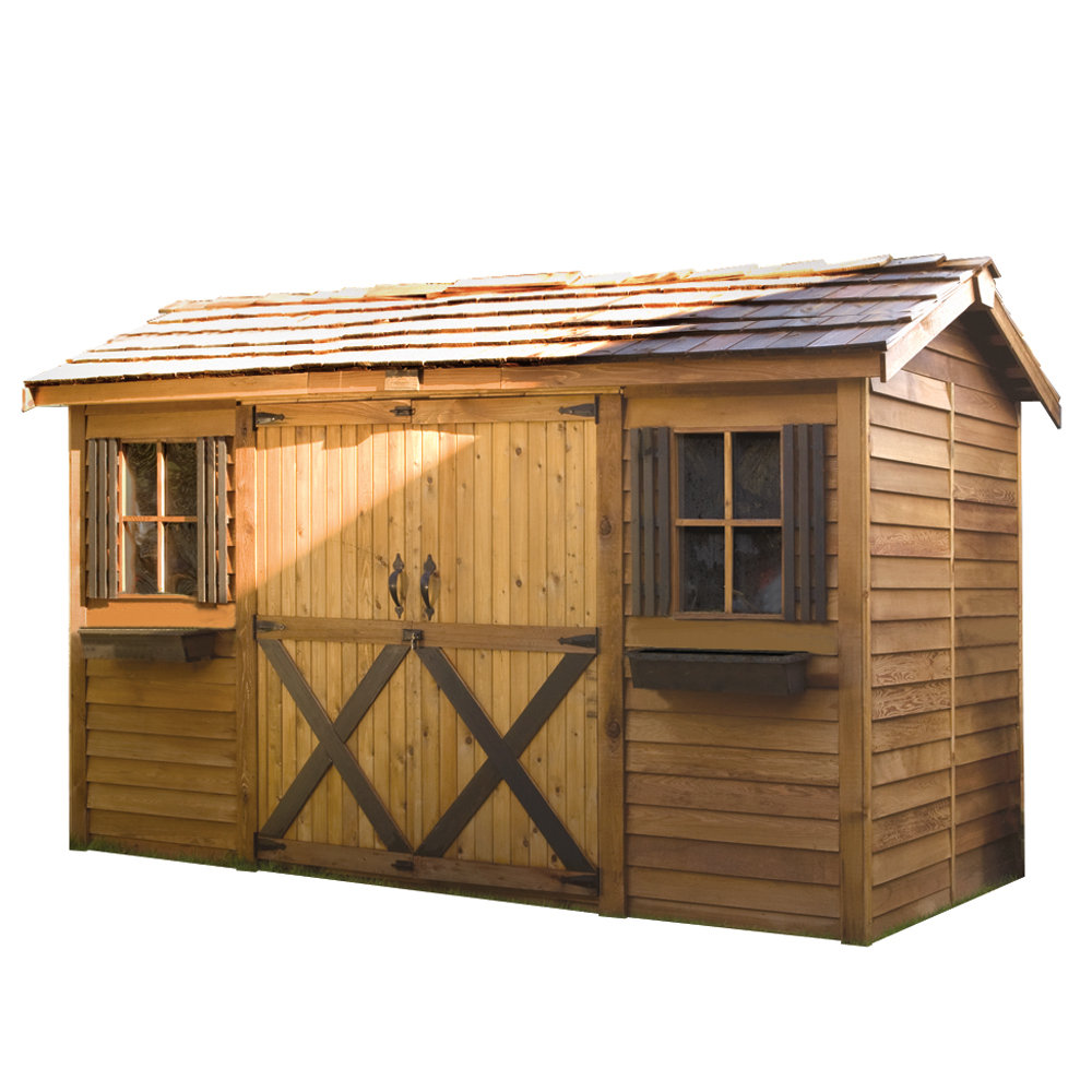 Cedarshed Longhouse 12 ft. W x 6 ft. D Western Red Cedar Wood Storage ...