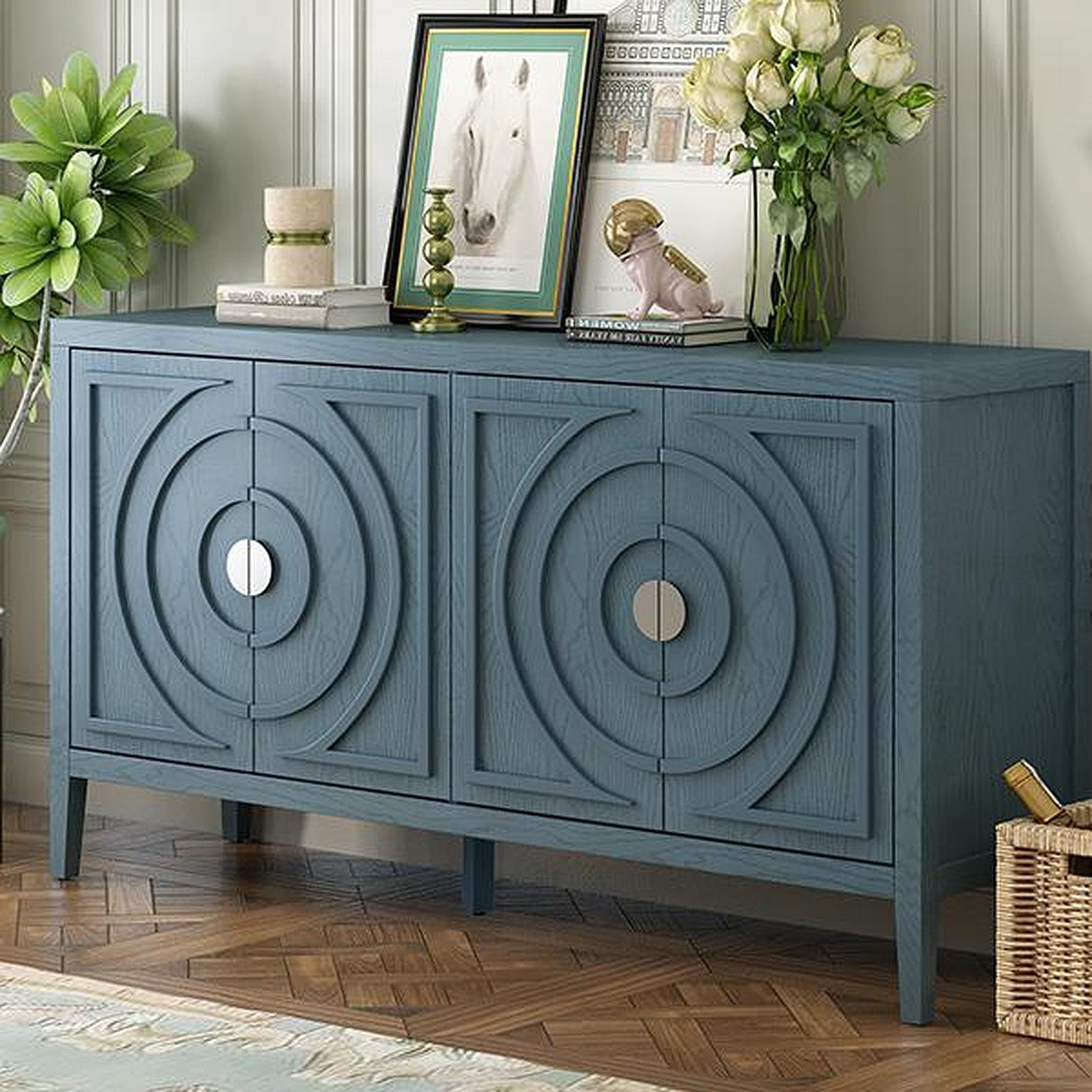 Ophelia & Co. Retro Sideboard Door With Circular Groove Design Round ...