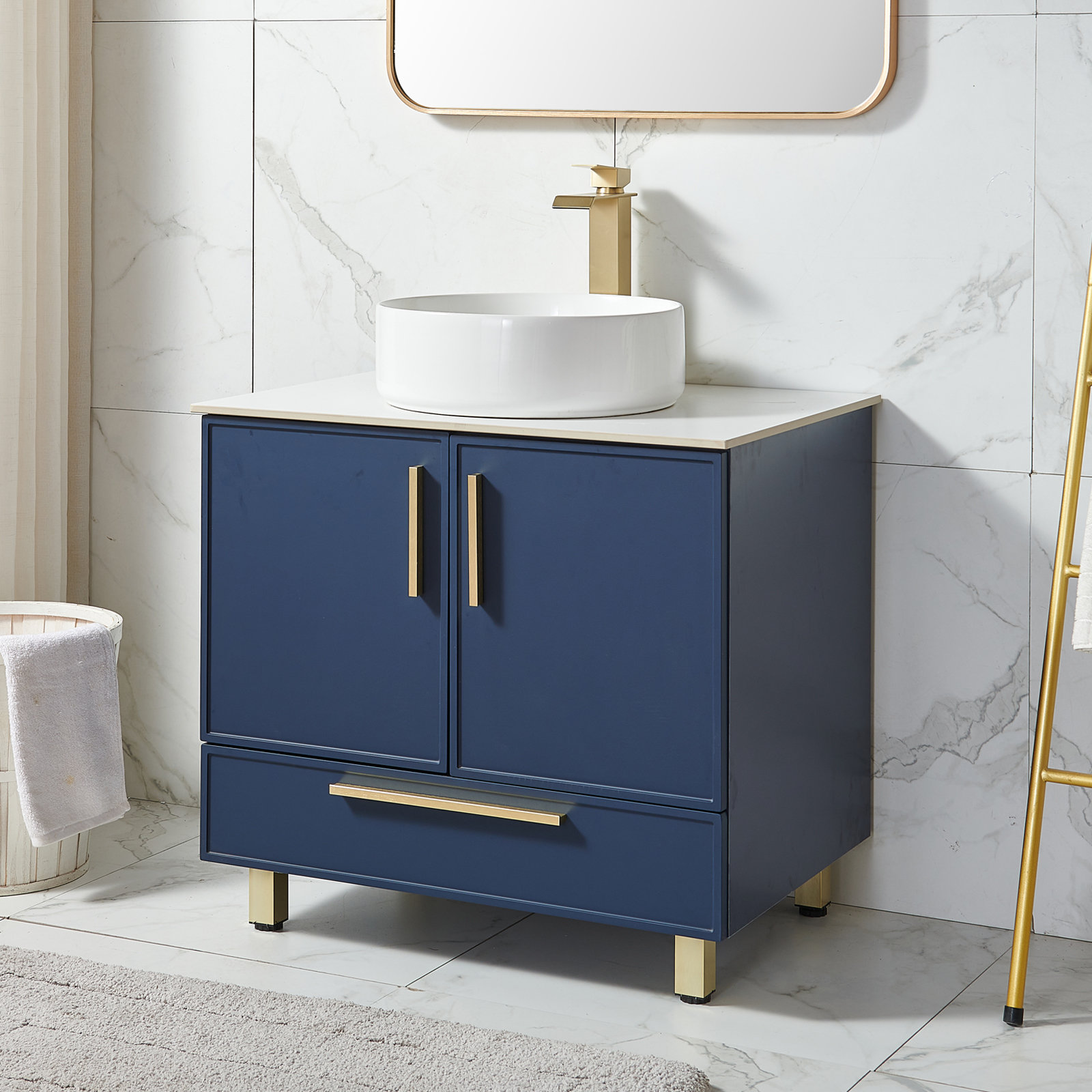 Mercer41 Munha 30'' Blue Modern Free-standing Single Bathroom Vanity ...