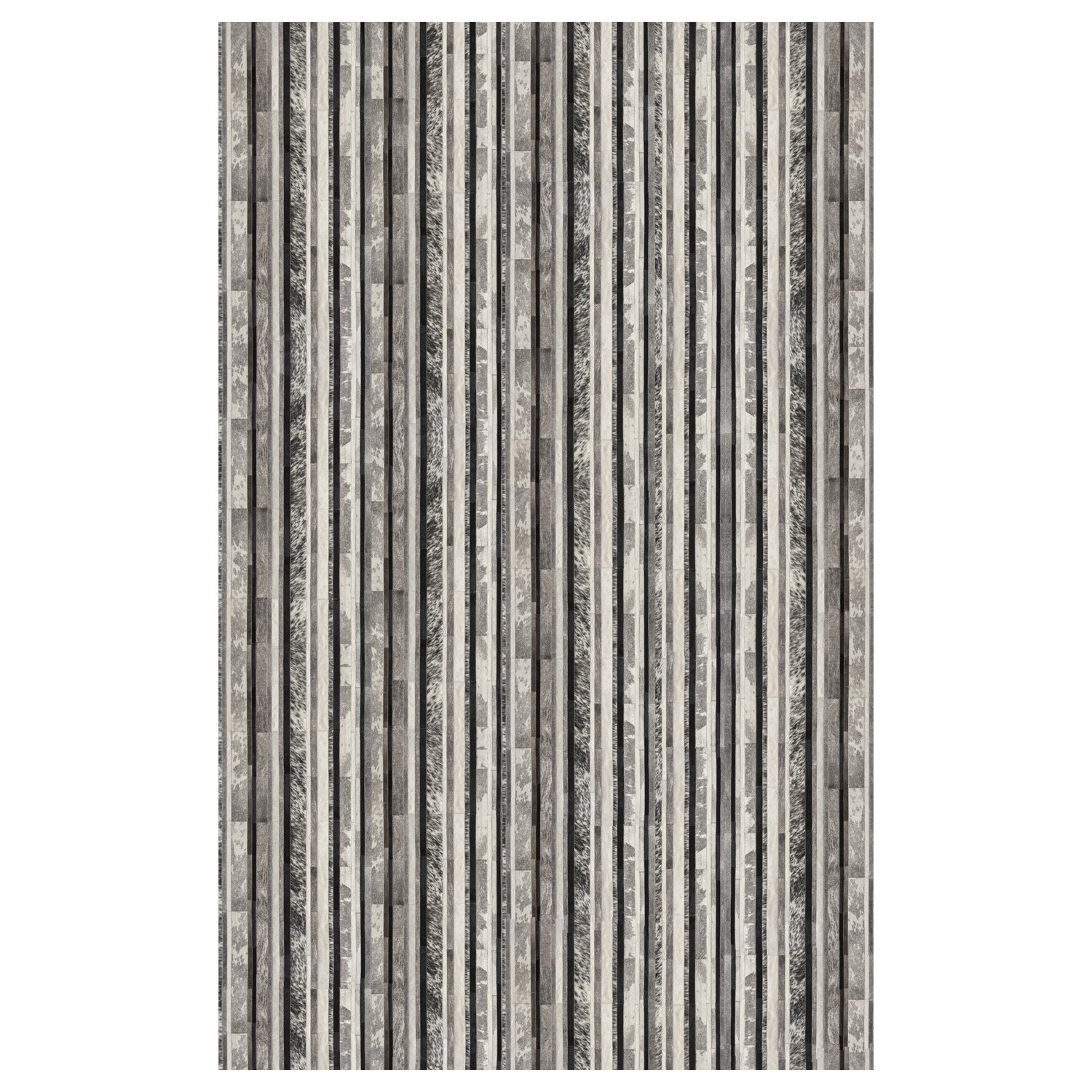 Cowhide Mall Juno Striped Handmade Leather Grey, Black & Ivory Area Rug ...