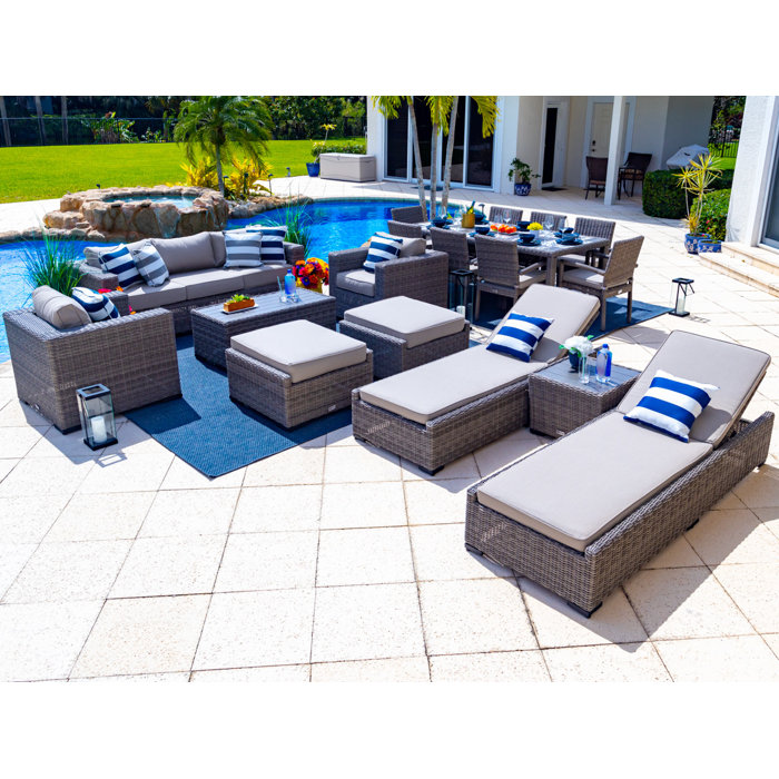 Latitude Run® Centralmont 18 Piece Rattan Complete Patio Set with ...