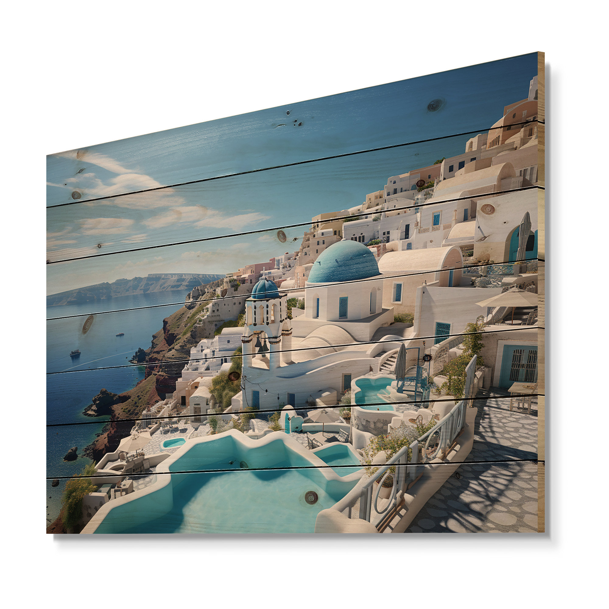 Design Art Greece Santorini Dreams I - Landscapes Wood Wall Decor ...