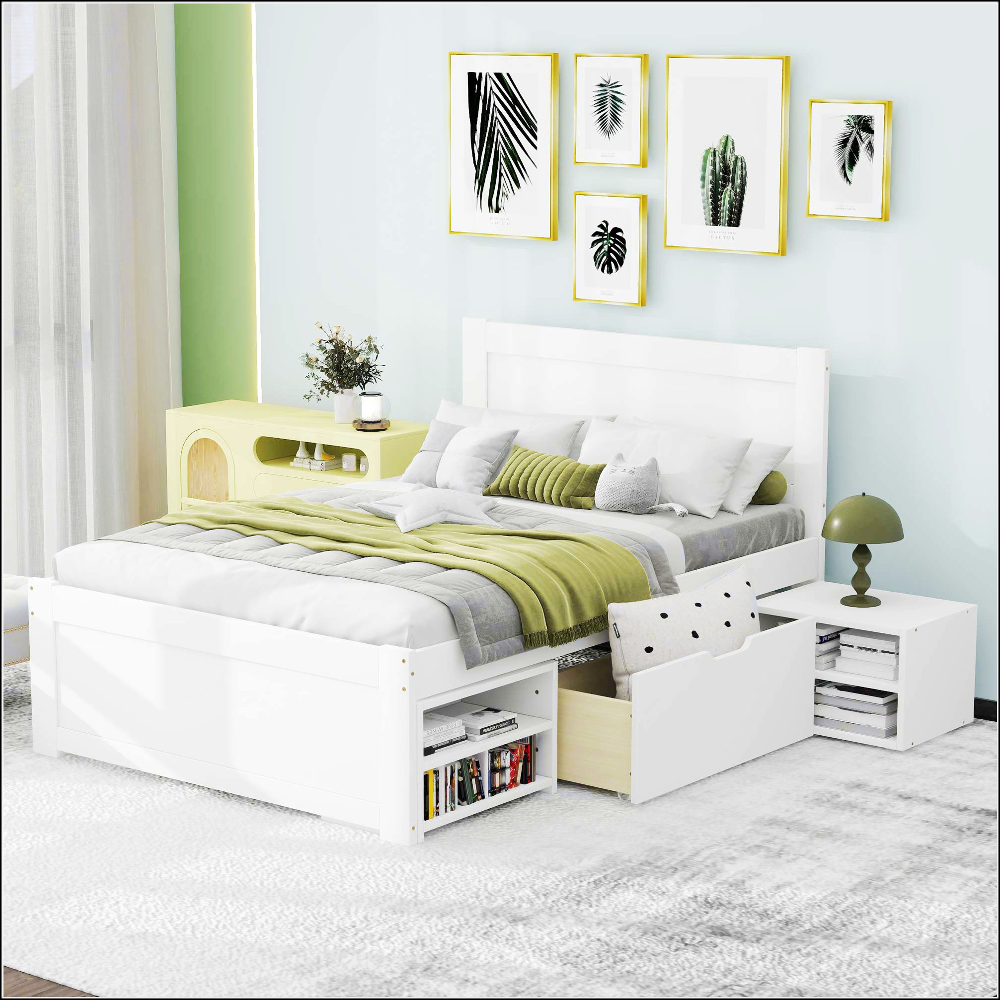 Lark Manor™ Twin Size Platform Bed With Drawer And Shelves, A Versatile ...