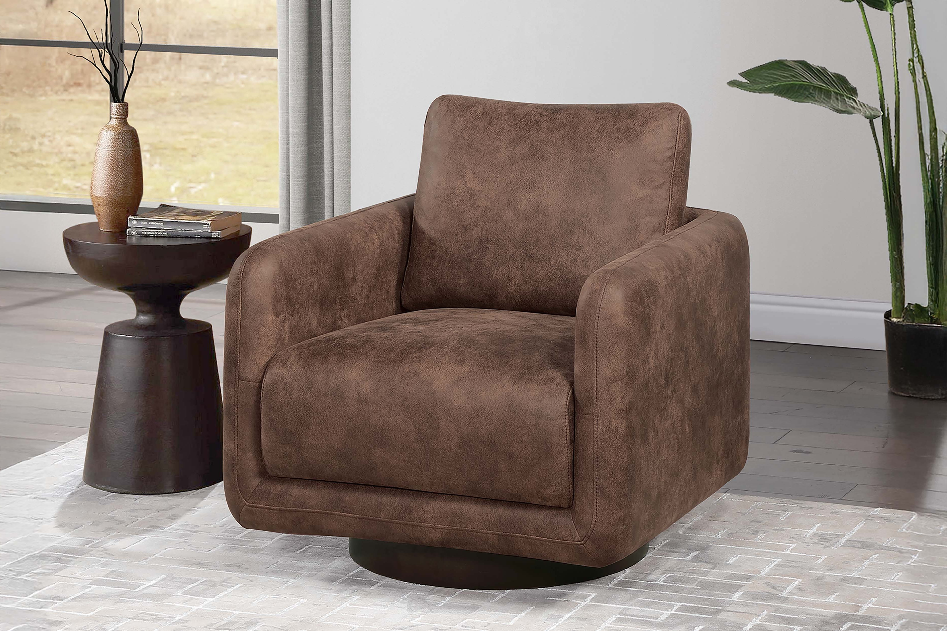 Latitude Run® Gorgeous Walnut Colour Leather Like Fabric 1pc Swivel ...