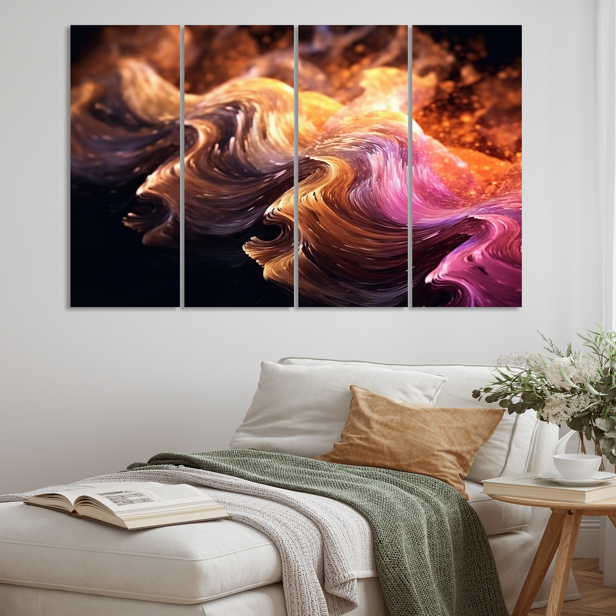 Ivy Bronx Orange Pink Ethereal Surges 4 Pieces | Wayfair