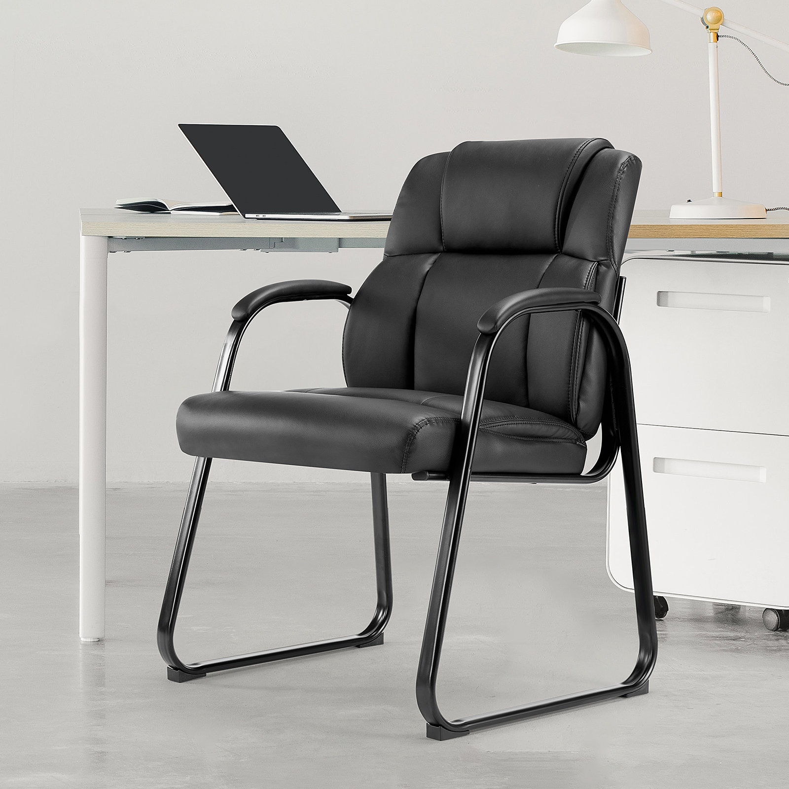 Wrought Studio Ergonomic Vegan Leather Office Chair with Sled Base ...