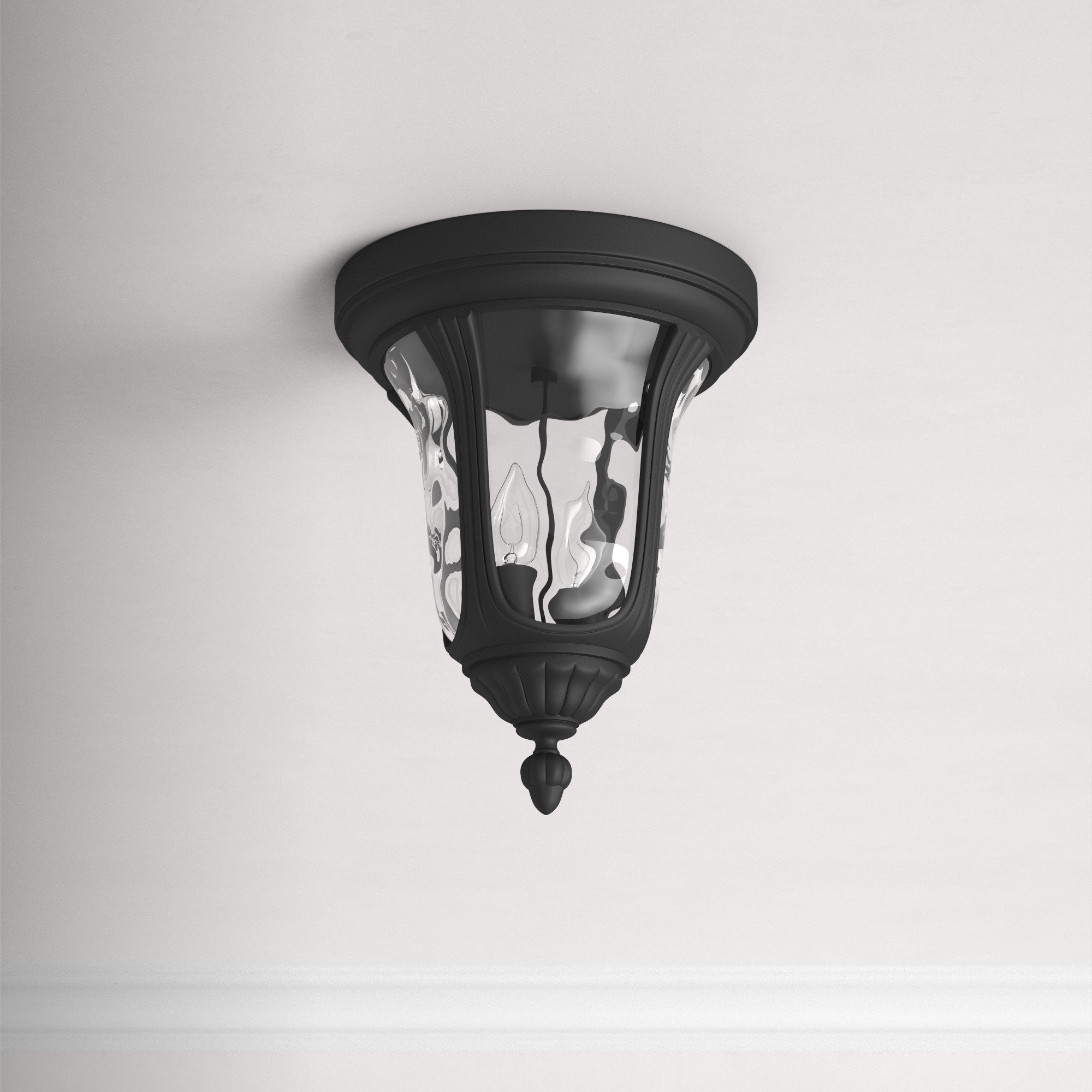 Charlton Home Courteau Textured Black 2 - Bulb Outdoor Flush Mount ...