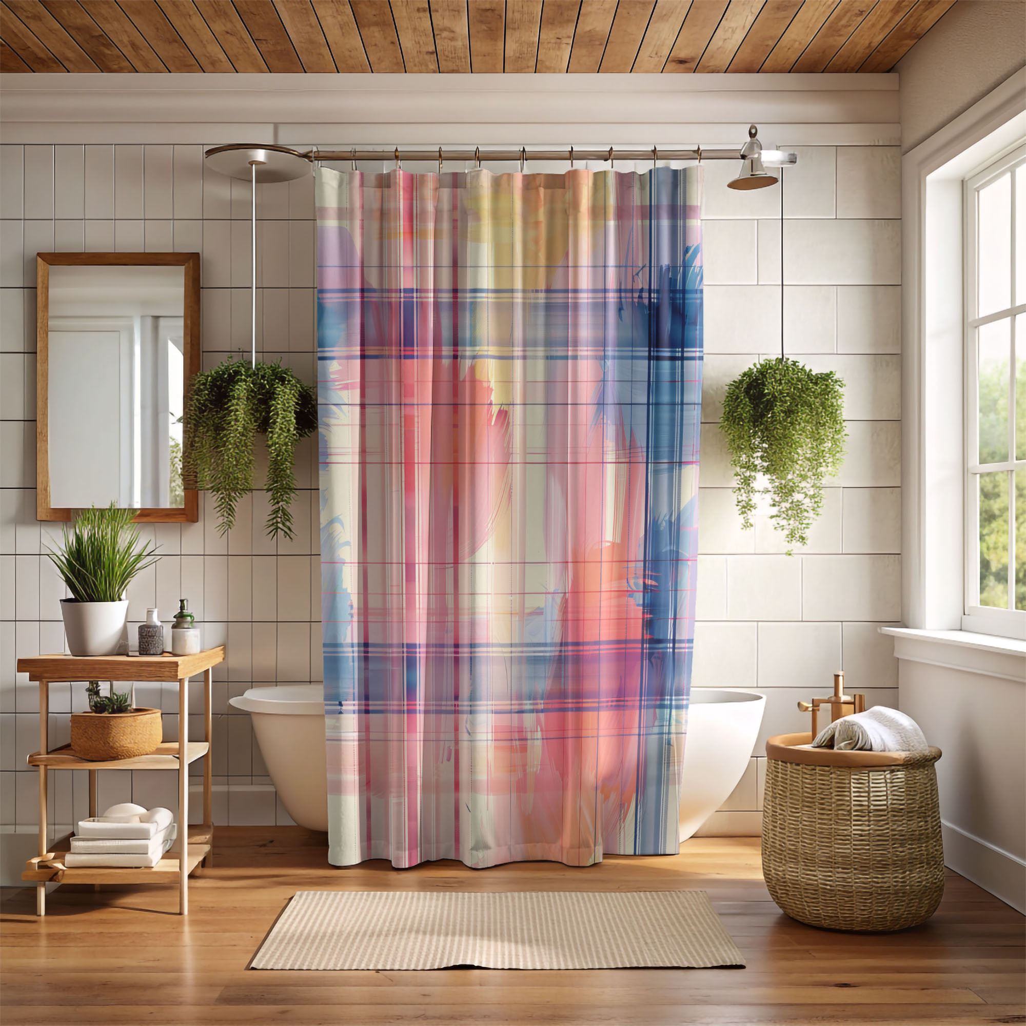 Latitude Run® Check Brush - Premium Shower Curtain | Wayfair