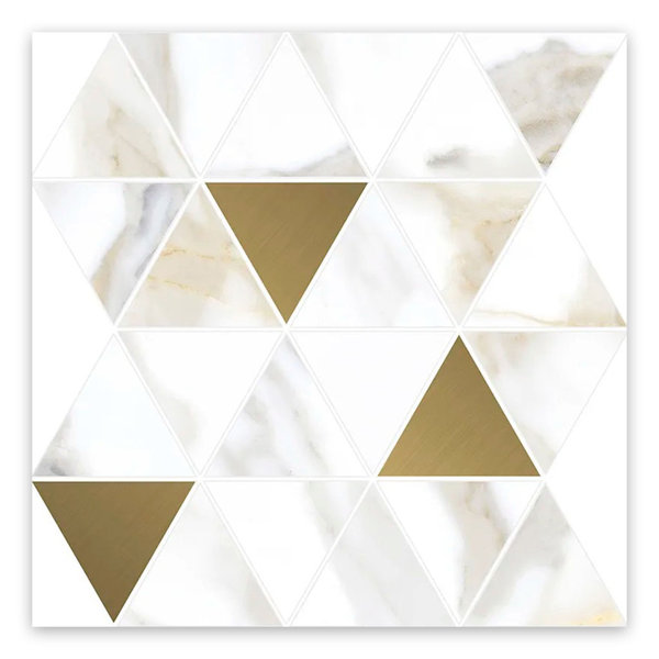 Apollo Tile Strata 10 X 11 In. Matte White, Gold Porcelain Mosaic ...