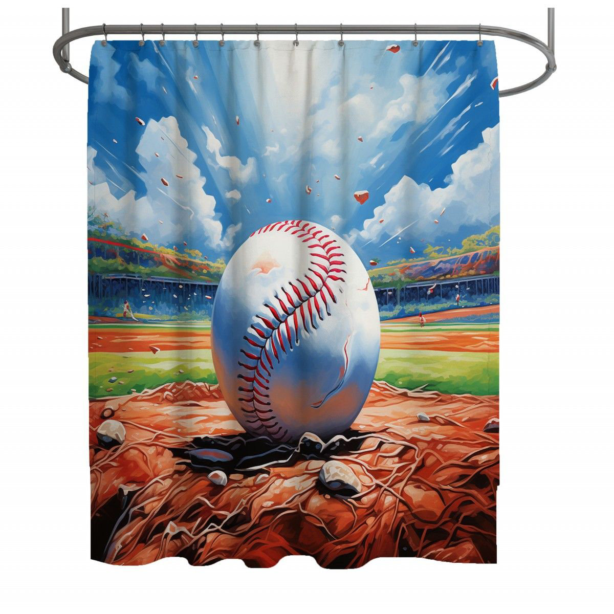 VisionDecor Baseball Shower Curtain - Sport Bathroom Decor | Wayfair