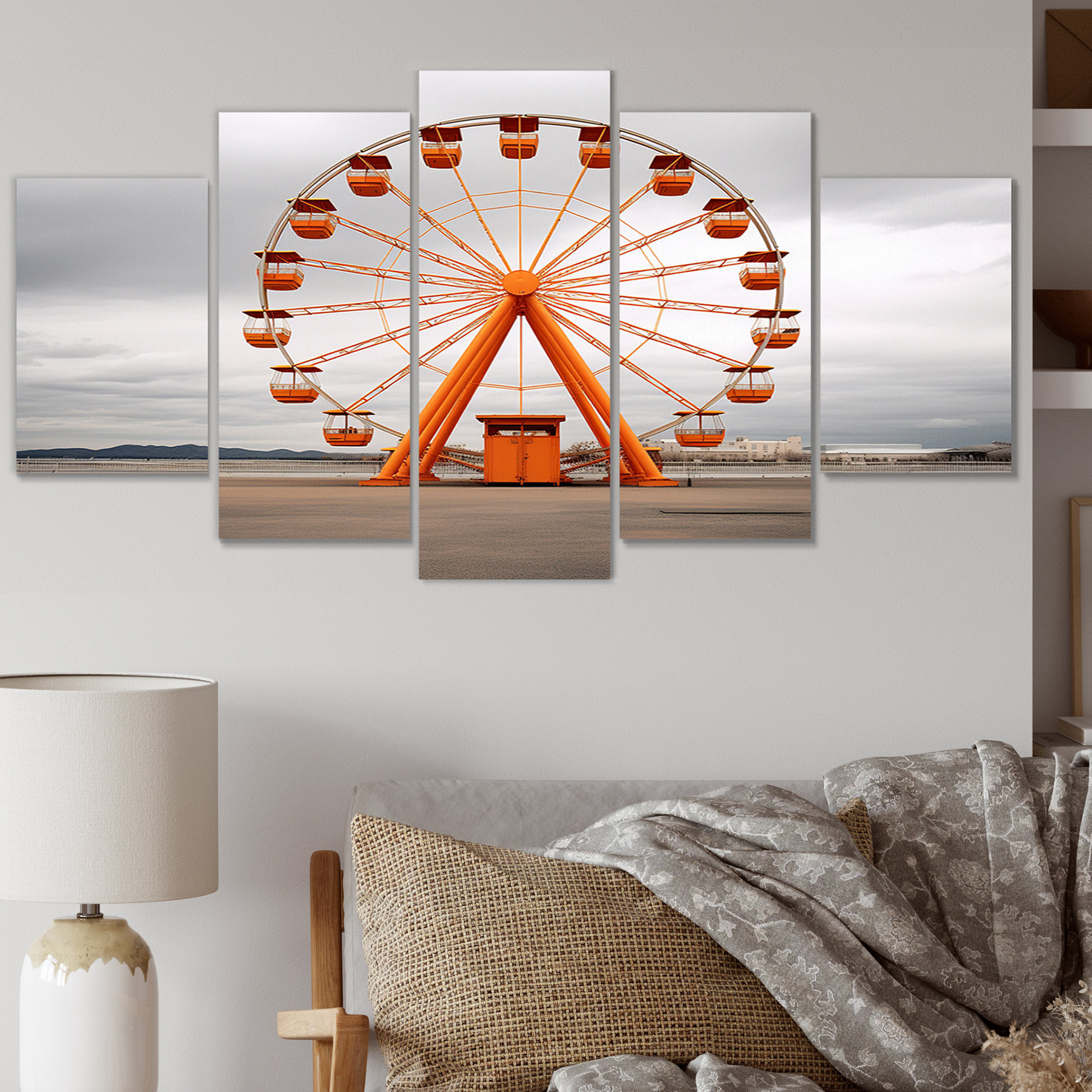Design Art Orange Ferris Wheel Spinning Stories - Architecture Metal ...