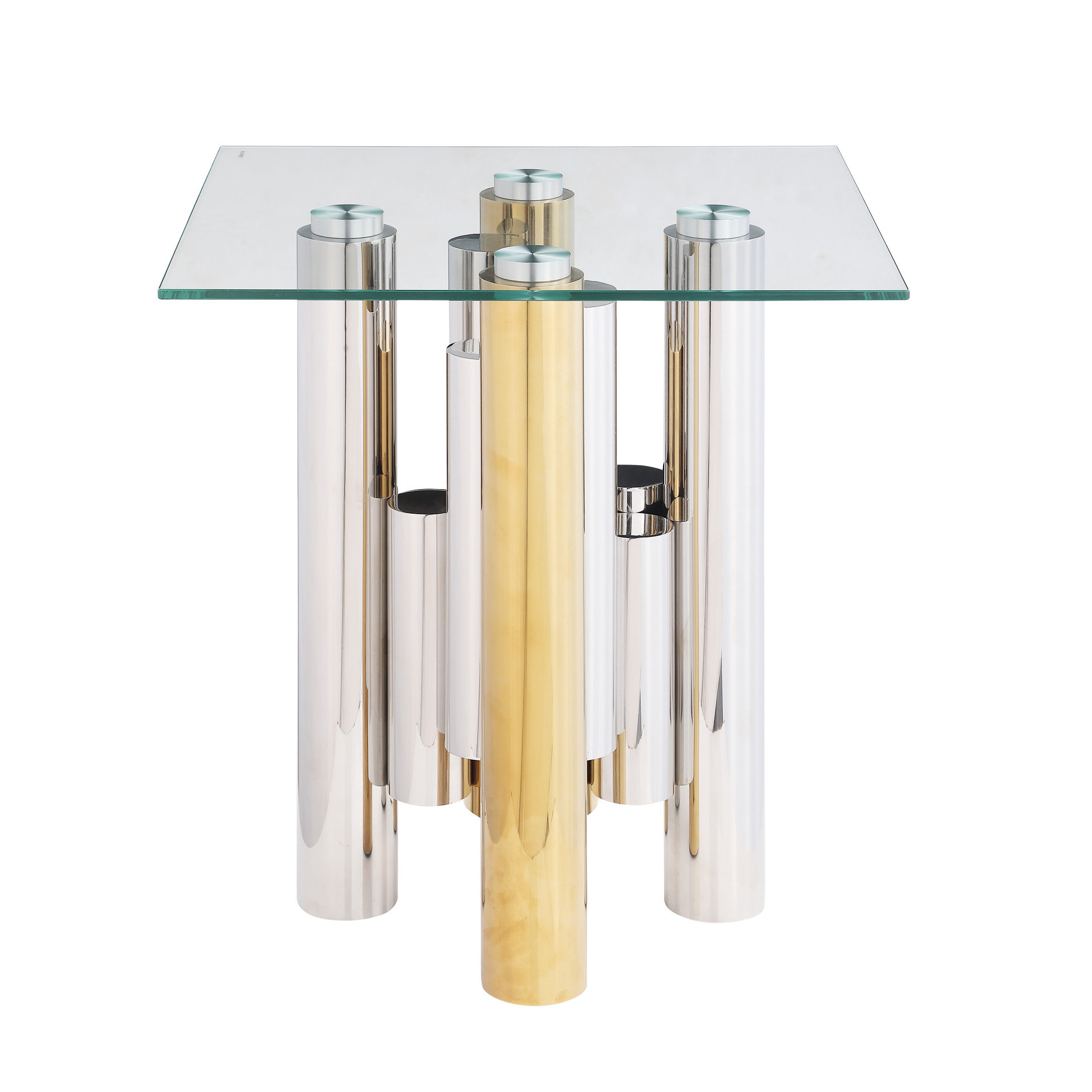 Ivy Bronx Modern Stainless Steel Square Glass Table For Home - 20 ...