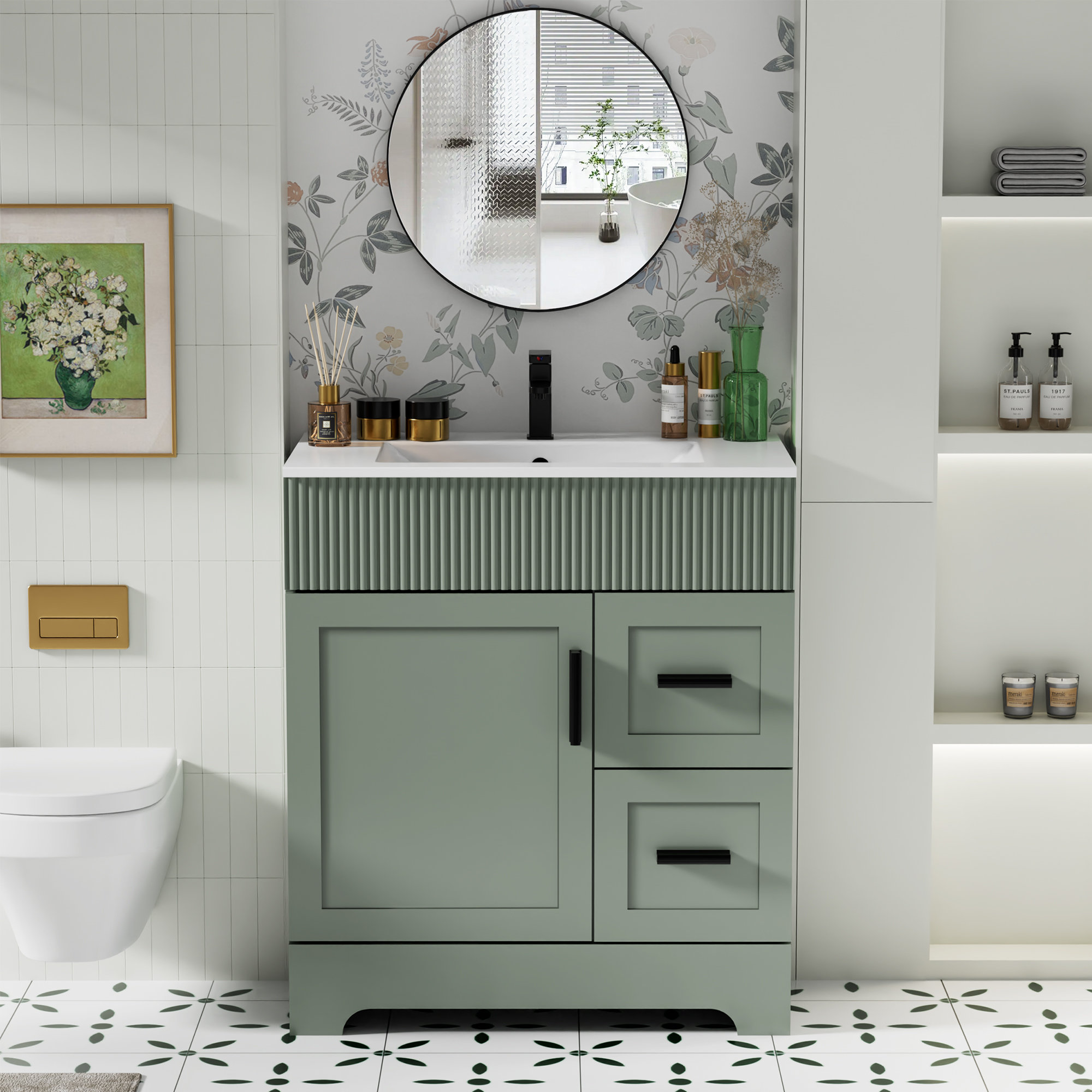 Wade Logan® Breonica 30" Single Bathroom Vanity with Ceramic Sink Top ...